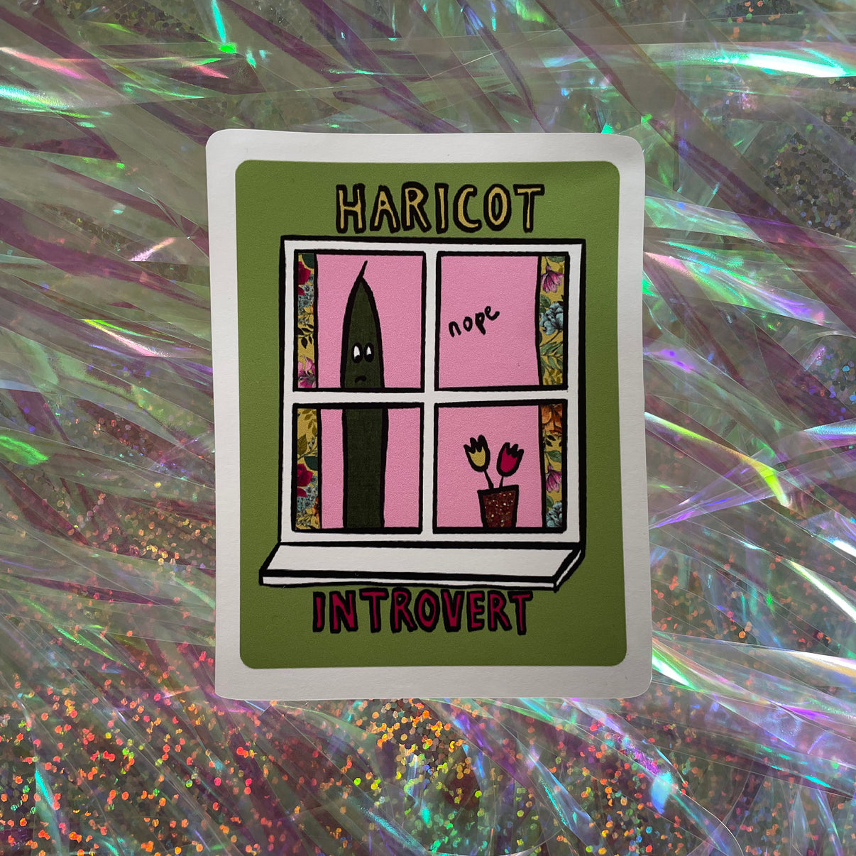 Haricot Introvert Vinyl Sticker – Katsillustration